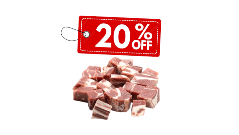 Premium Raw Goat Chunks Boneless 1kg | The Dogs Diner